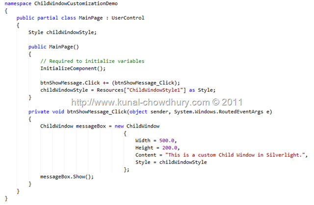 Customizing Silverlight ChildWindow Style using Blend
